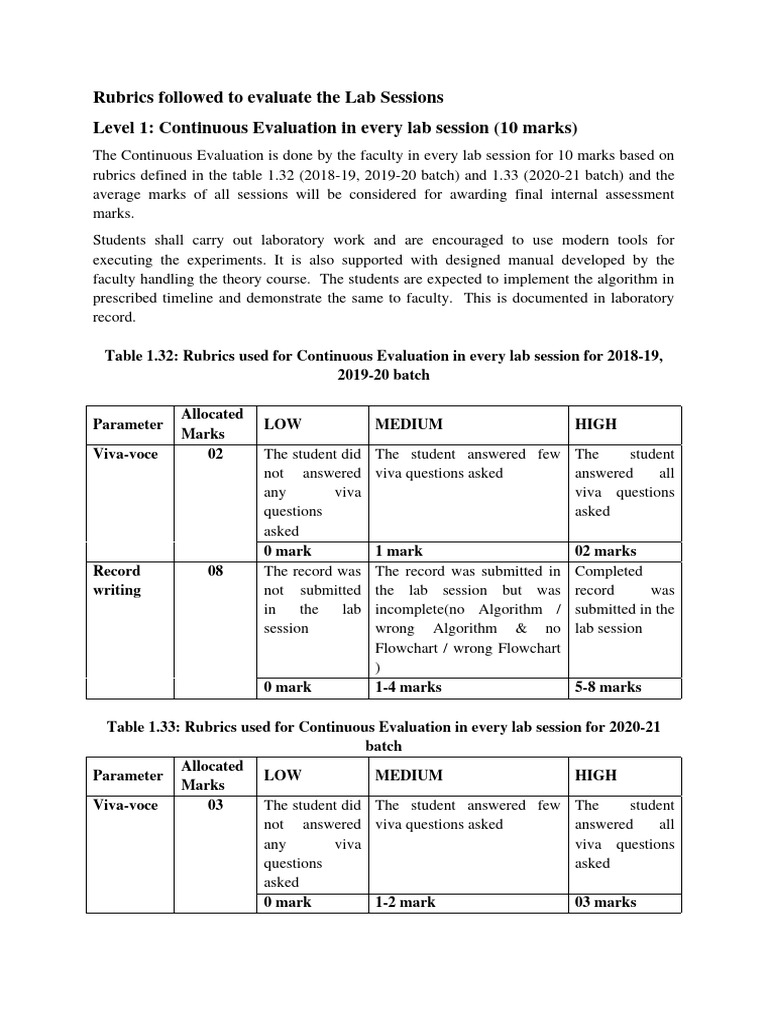 Lab Rubrics | PDF