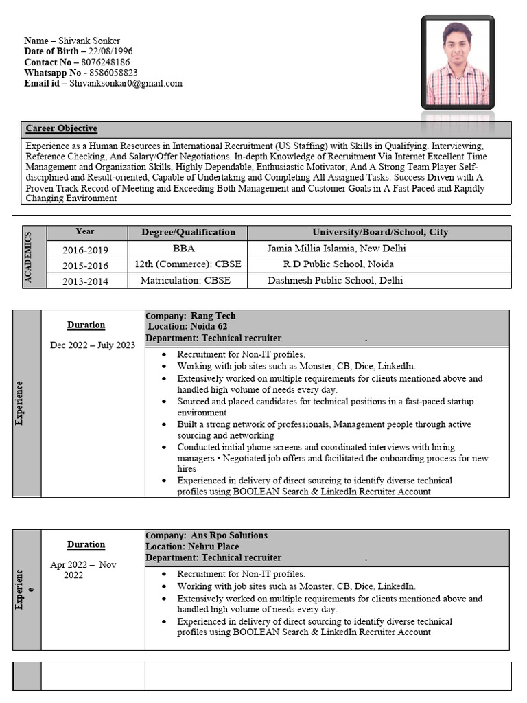 CV (Shivank) | PDF | Career & Growth