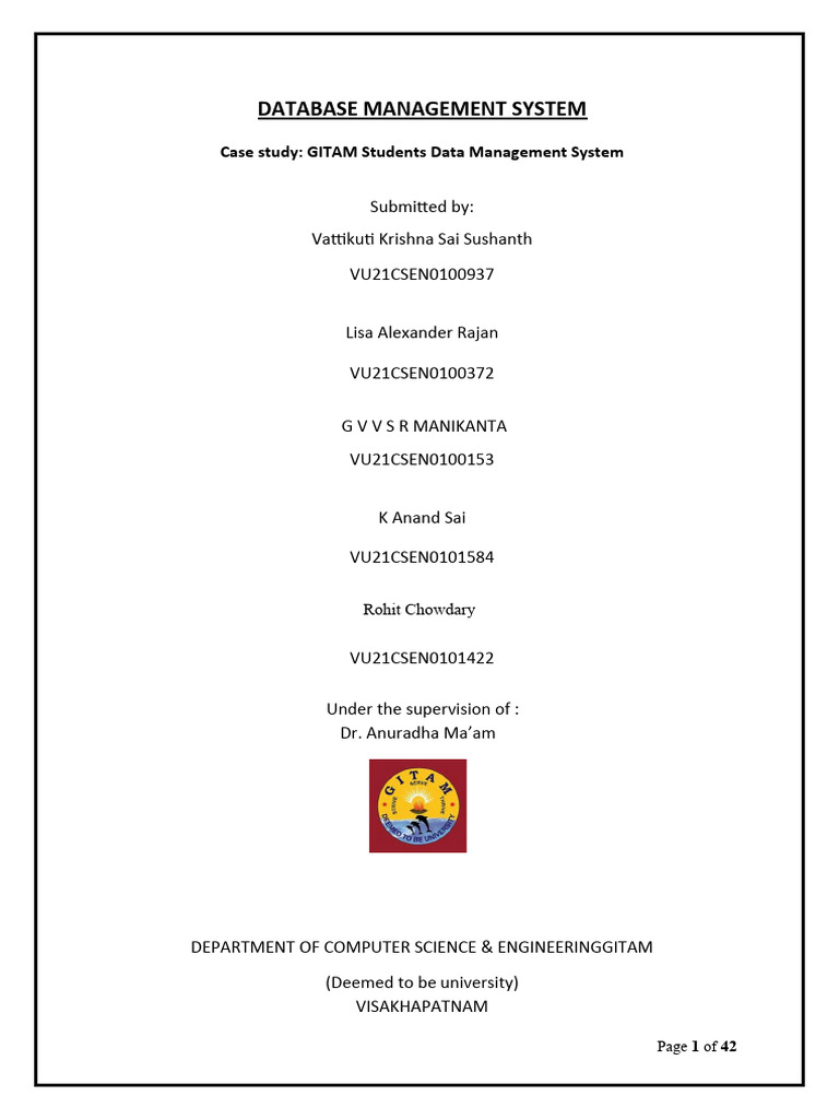 DBMS Case Study | PDF