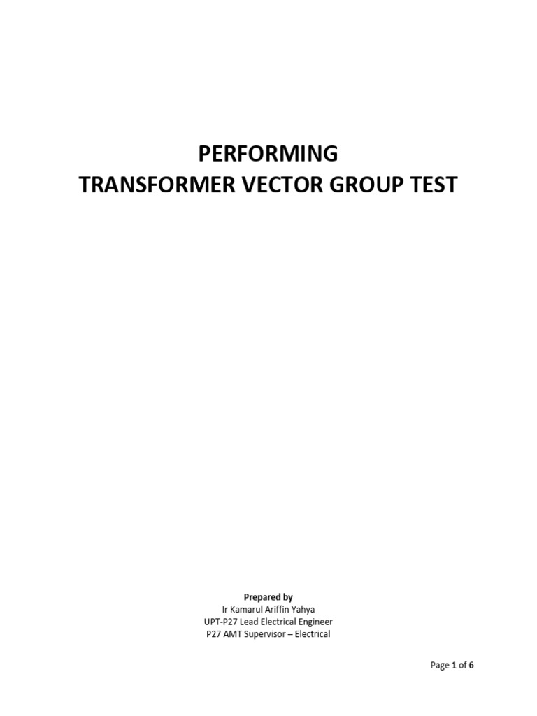 Performing Transformer Vector Group Test | PDF | Electrical Equipment ...