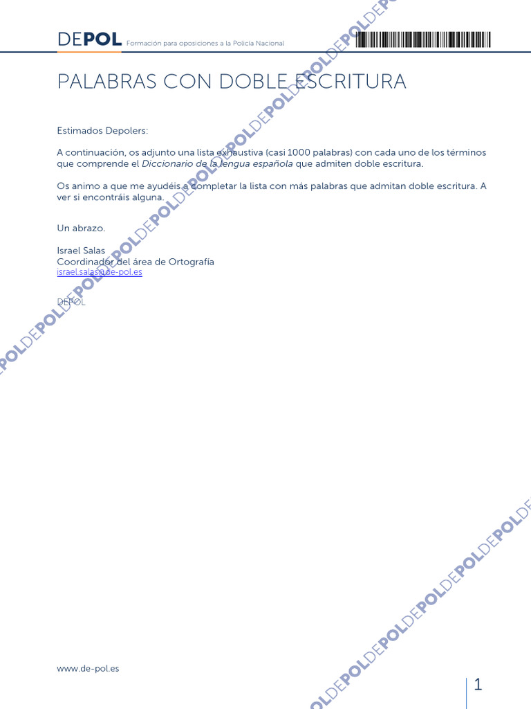 Palabras Con Doble Escritura | PDF