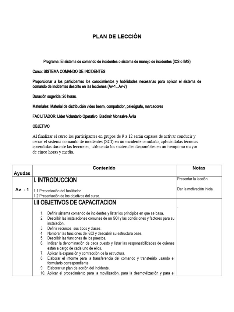 Plan de Leccion SCI BLADIMIR | PDF
