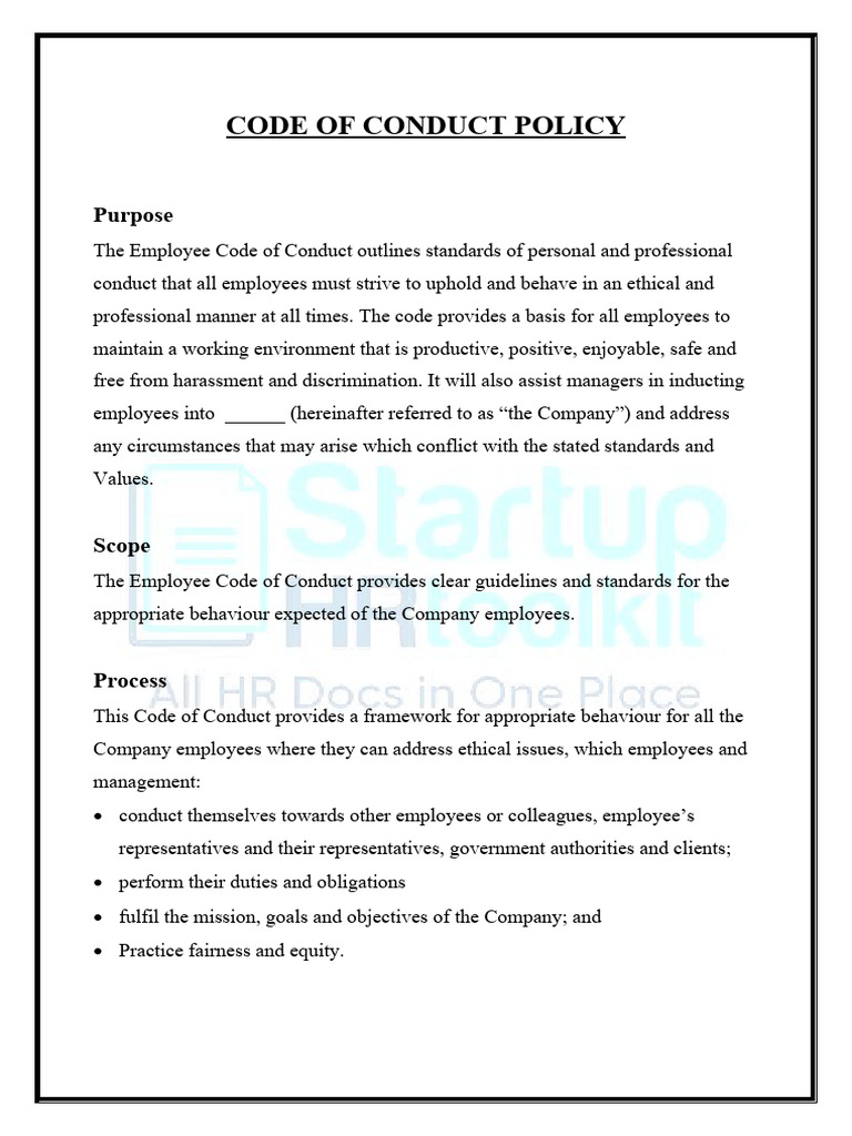 Employee Code of Conduct Guidelines | PDF | Business