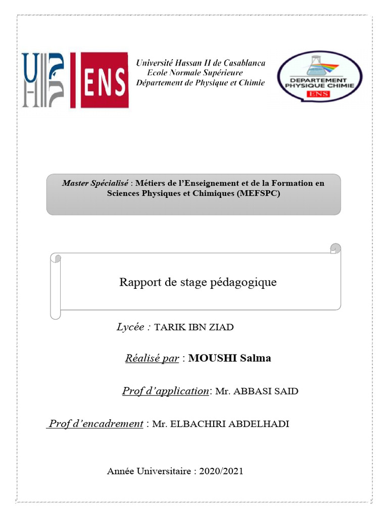 RAPPORT de Stage de L'enseignement | PDF