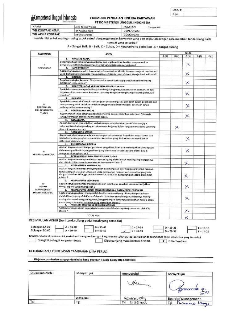 Form Review Kinerja Pak Jana Di CKI | PDF