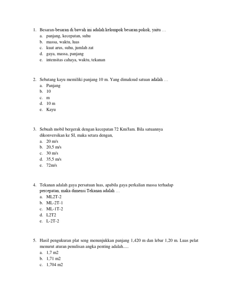 Latihan Soal Fisika Kelas X Untuk PTS | PDF