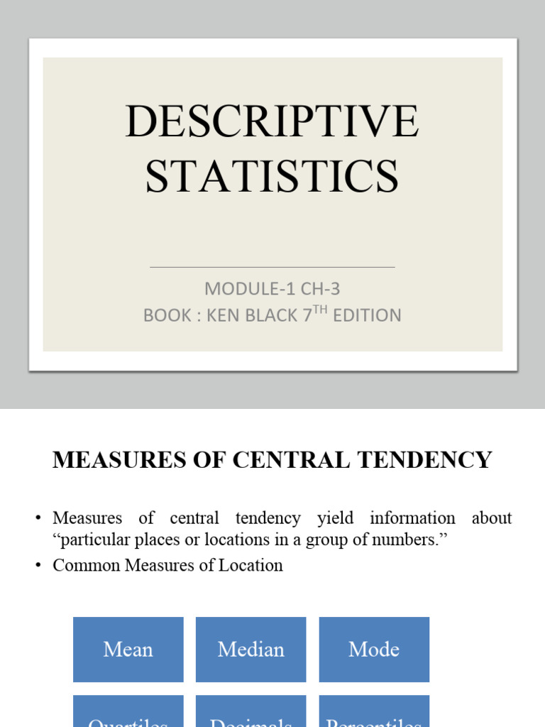M-1 CH-3 Descriptive Statistcs | PDF | Quartile | Analysis