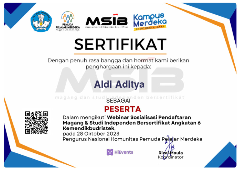 Sertifikat Sosialisasi Pendaftaran Magang Dan Studi Independen ...