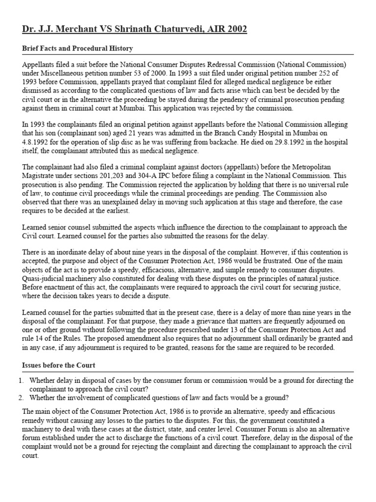 J.J. Merchant vs. Shrinath Chaturvedi Case | PDF | Finance & Money Management
