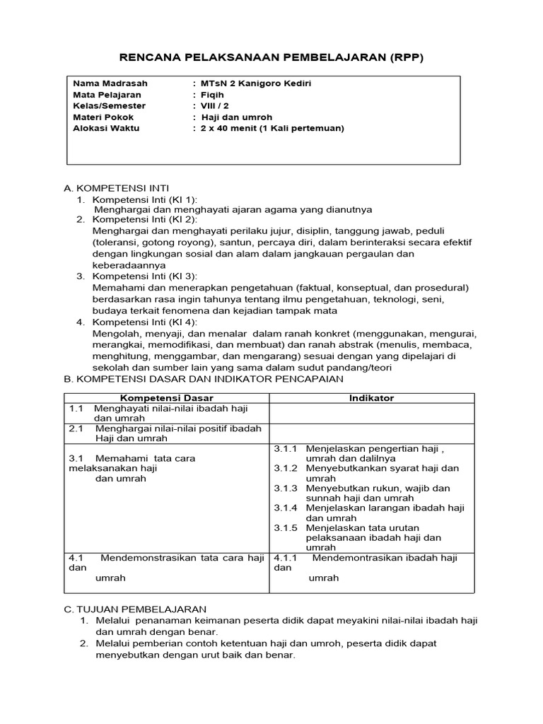 RPP Haji | PDF