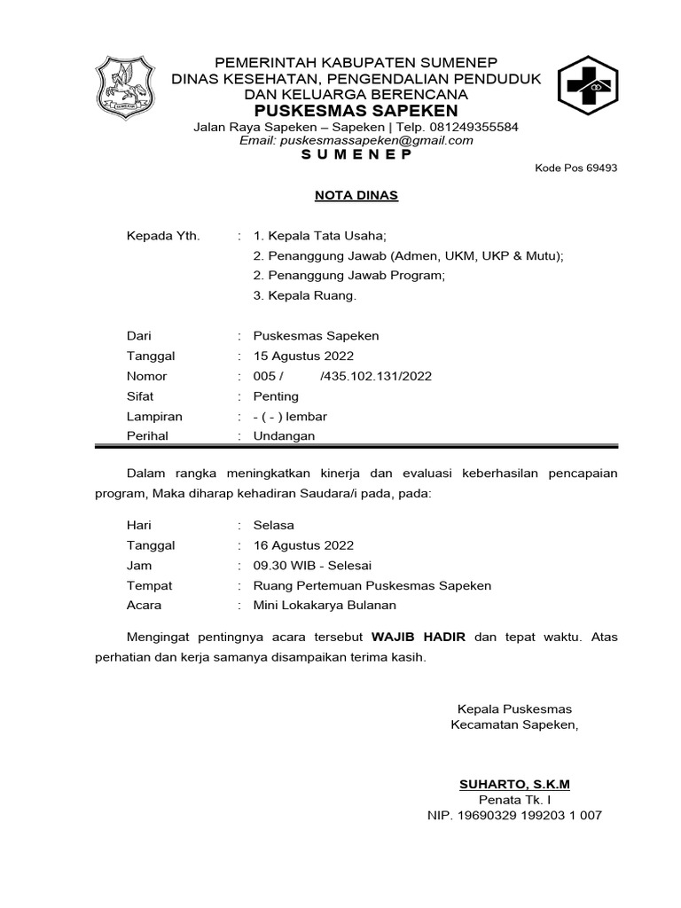 Contoh Nota Dinas | PDF