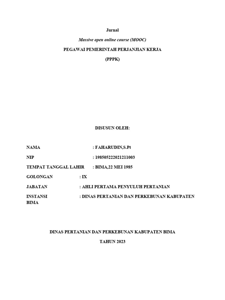 Jurnal Mooc P3K 2023 | PDF