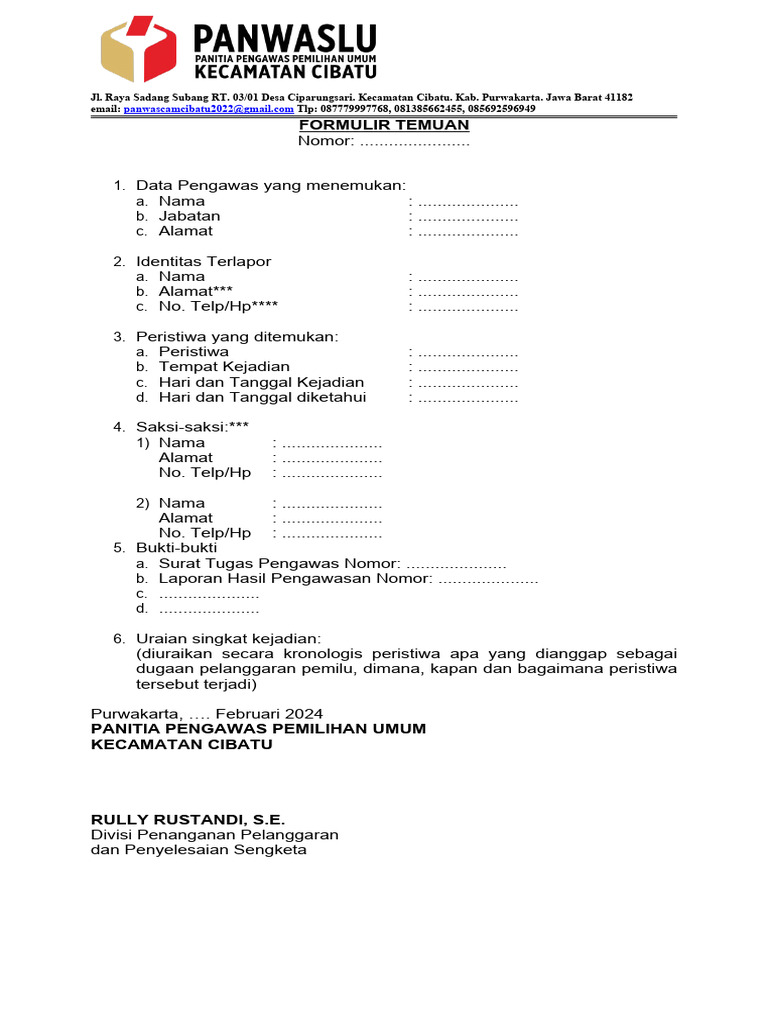 b2. FORMULIR TEMUAN | PDF