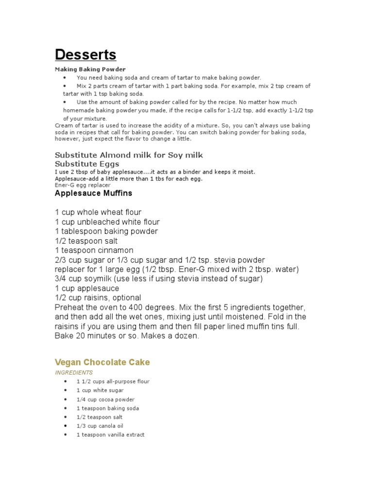 Delicious Desserts & Baking Recipes | PDF | Teaspoon | Baking Powder