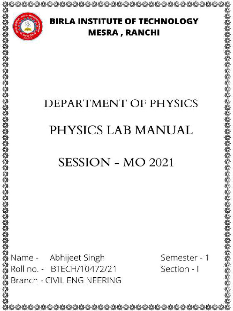 Physics Lab Manual 10472 - Compressed | PDF