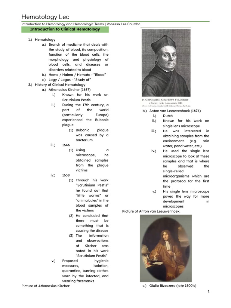 Hematology Lec 1 | PDF | Science & Mathematics Hematology Lec 1 | PDF | Science & Mathematics