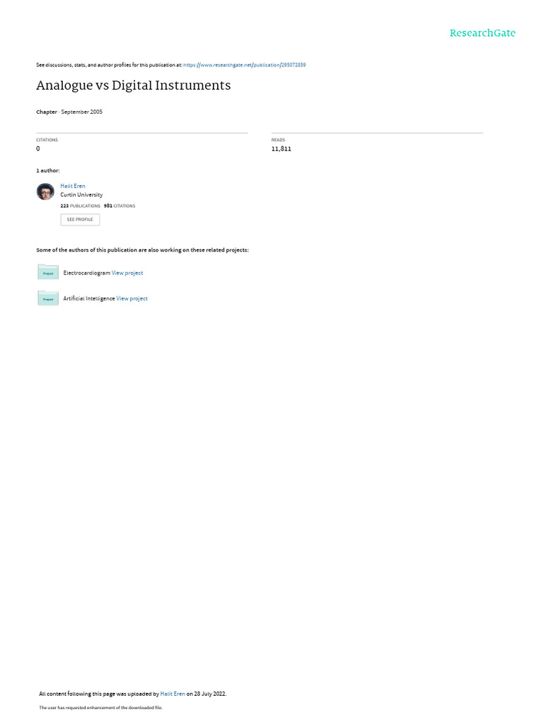 Analogue Vs Digital Instruments July 22 | PDF