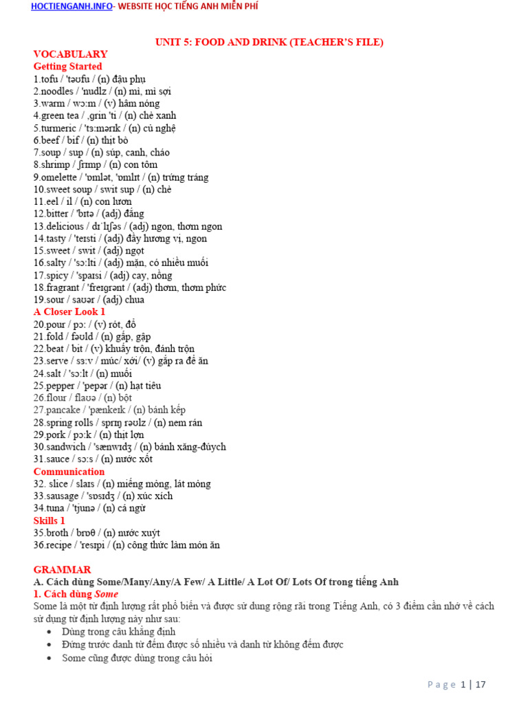 Bài Tập Bổ Trợ Anh 7 Global Năm Học 2022 2023 Unit 5 Global Success 7 Hs | PDF