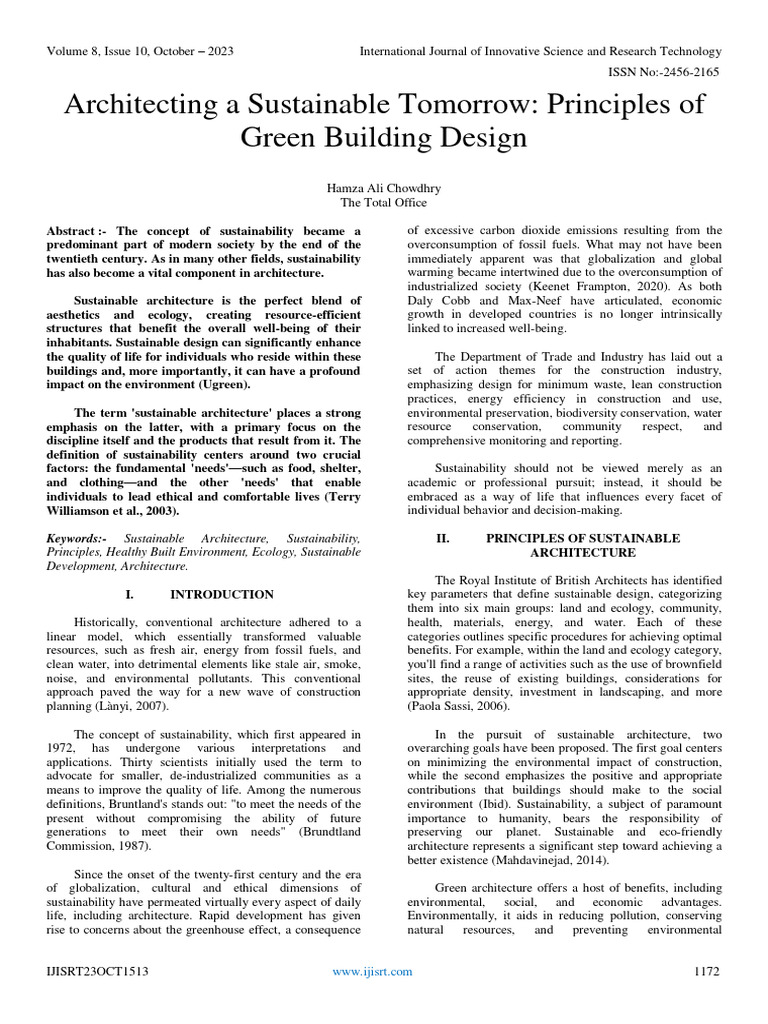 Architecting A Sustainable Tomorrow: Principles of Green Building ...