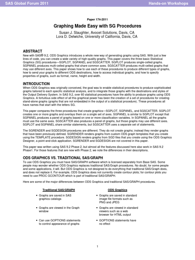 Graphing Made Easy With SG Procedures | Download Free PDF | Sas (Software) | Scatter Plot