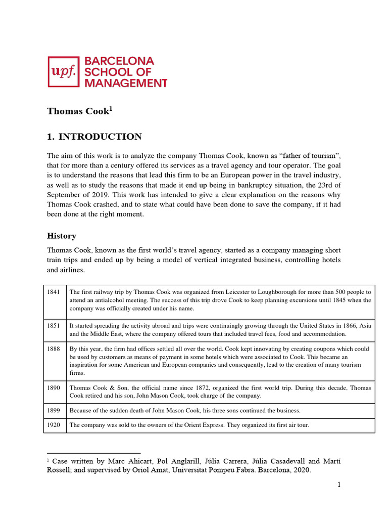 Thomas Cook Case Study | PDF