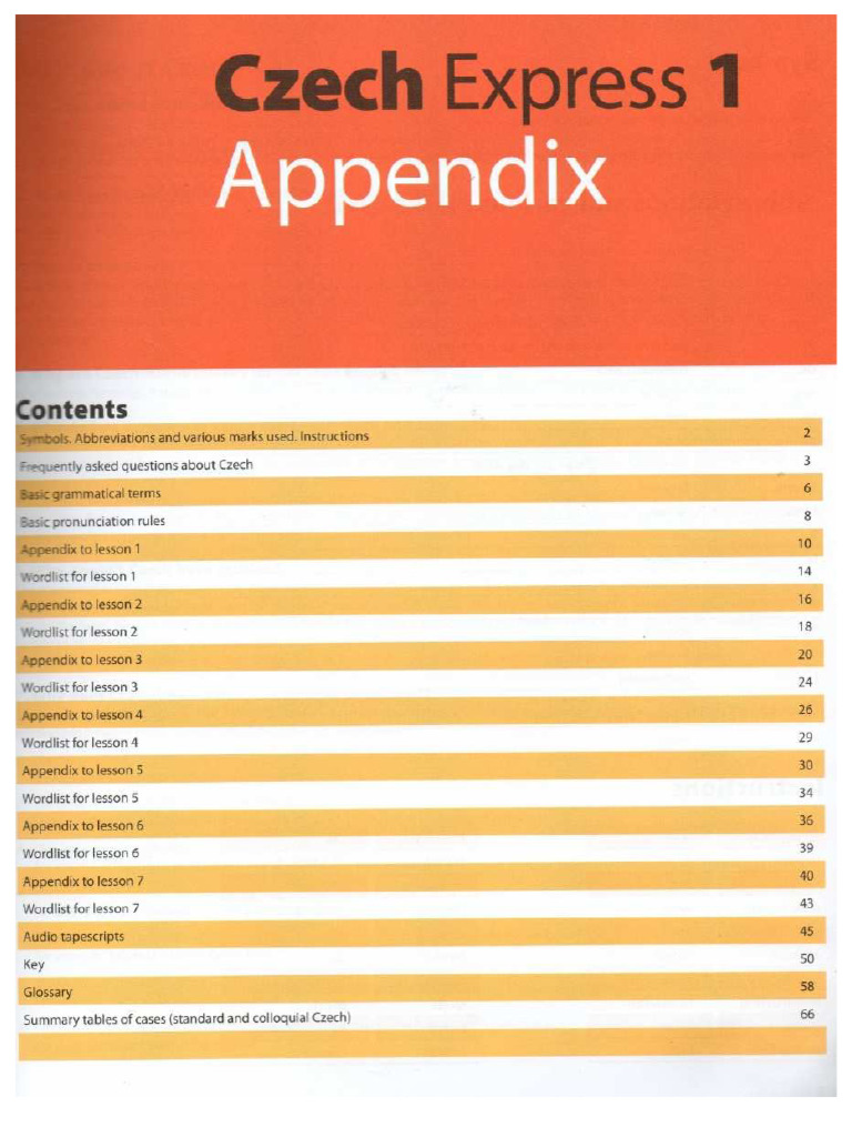 01 Cestina Expres 1 Appendix | PDF