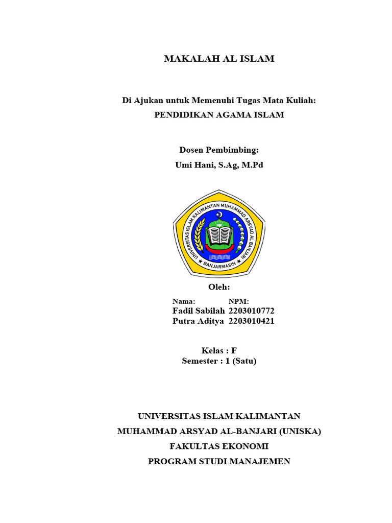 Uniska... Makalah Pai (Al Islam) - Tugas Kelompok 2 | PDF