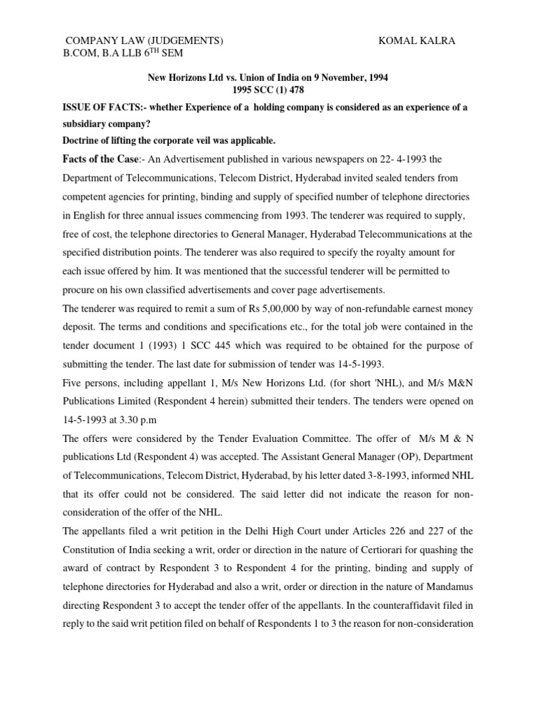 Company Law Judgements (B.com and B.A LLB 6TH Sem | PDF | Dividend | Banks