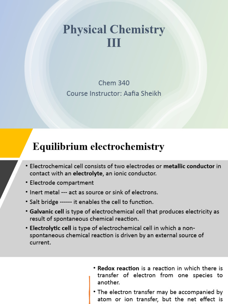 Lect 4-6 (Physical Chemistry III) Chem 340 | PDF