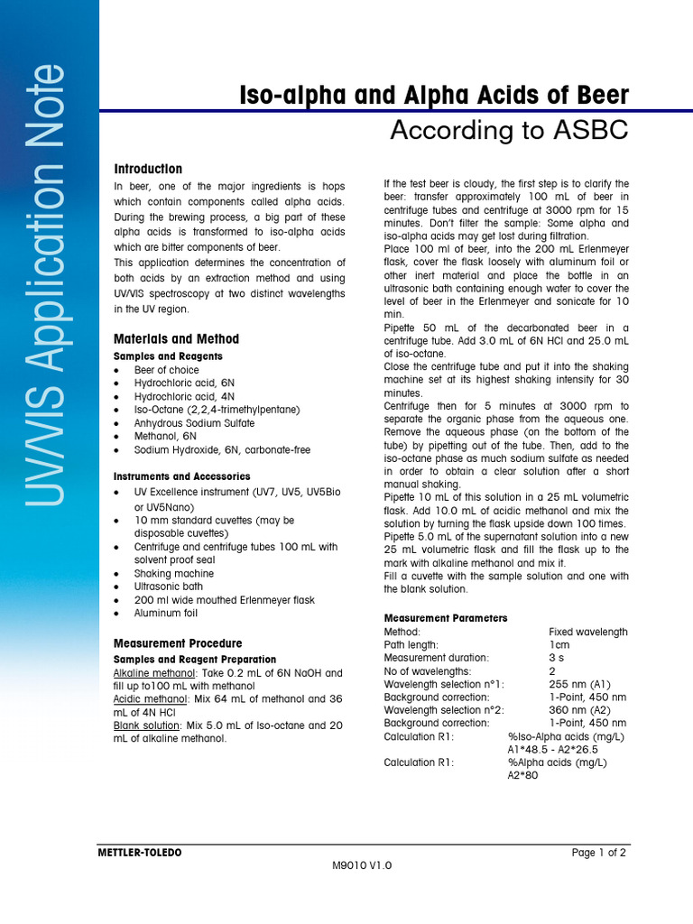 Beer - Alpha-Acids and Ios-Alpha | PDF | Precipitation (Chemistry) | Acid