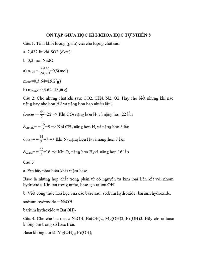 KHTN8.ÔN TẬP GIỮA KÌ I | PDF