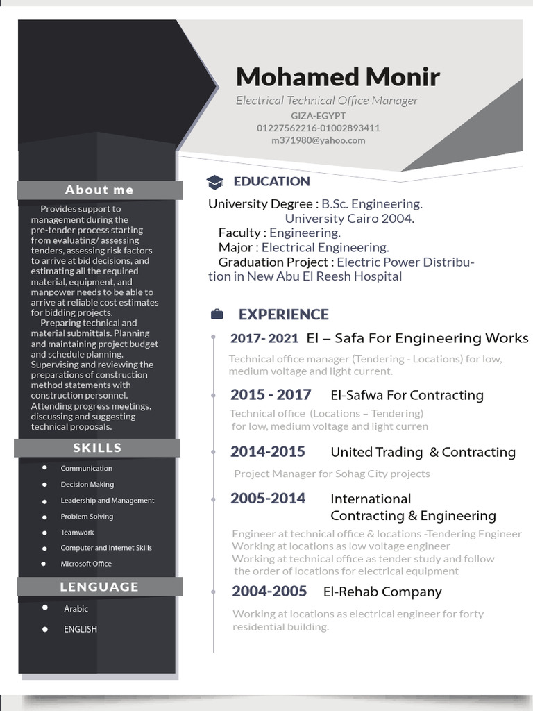 Mohamed Monir CV | Download Free PDF | Business | Engineering