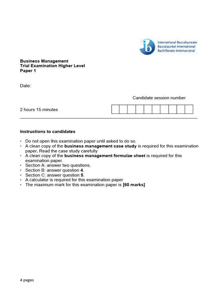 IB Business Management HL Paper 1 Exam | PDF | Investing | 3 D Printing
