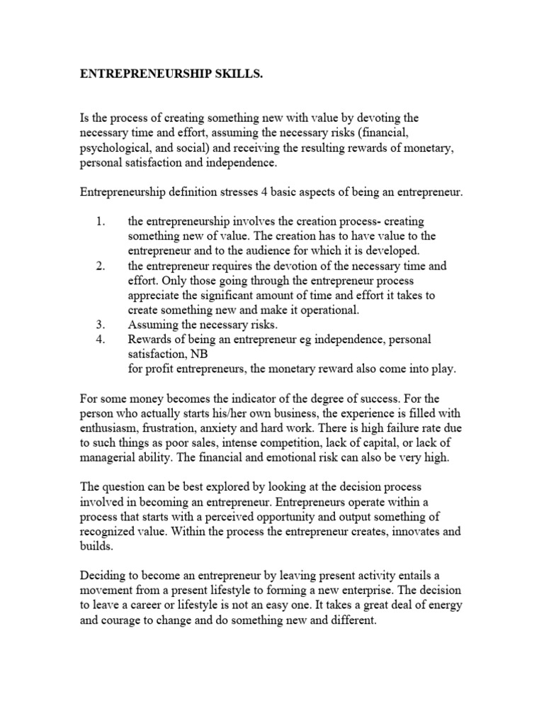 Ep Notes 1 Pdf Entrepreneurship Innovation