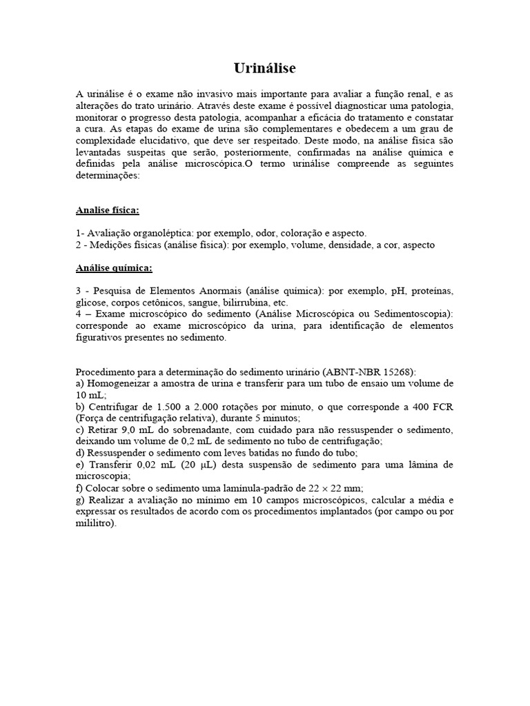 Protocolo Pratico Urinálise Pdf