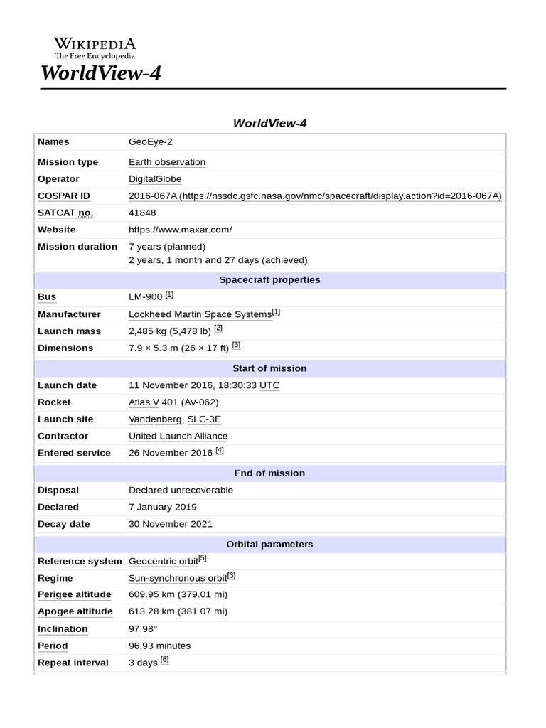 WorldView 4 | PDF | Flight | Spacecraft