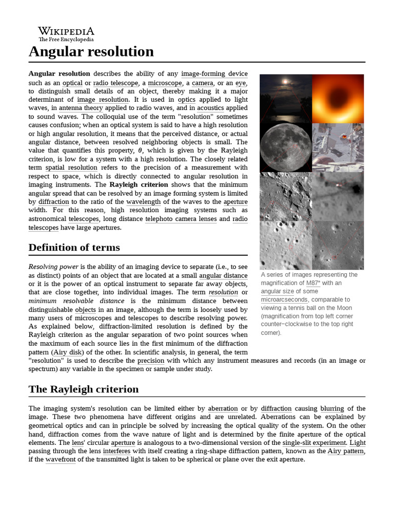 Angular Resolution | PDF | Angular Resolution | Optics