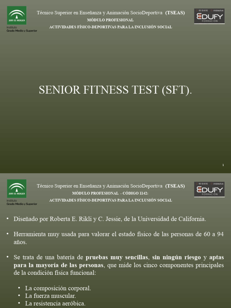 Tema Test Senior Fitness | PDF | Aptitud física | Índice de masa corporal