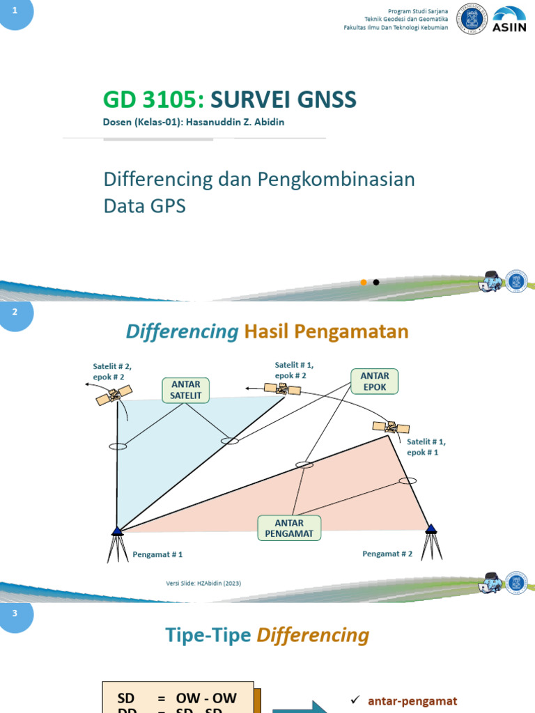 Survei GNSS 6 - Differencing Dan Pengkombinasian Data GPS - 2023 | PDF