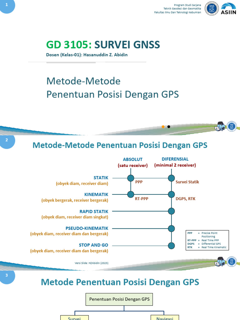 Survei GNSS 5 - Metode-Metode Penentuan Posisi Dengan GPS - 2023 | PDF