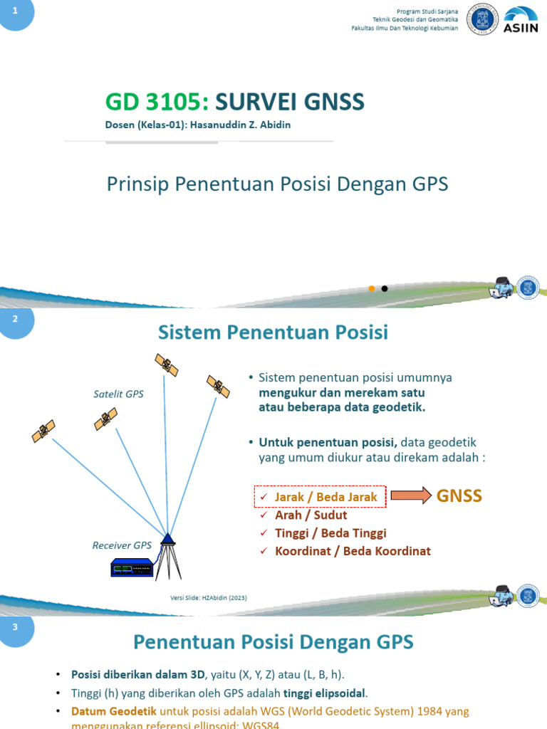 Survei GNSS 4 - Prinsip Penentuan Posisi Dengan GPS - 2023 | PDF