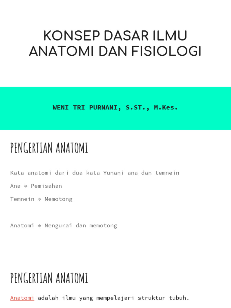 02 Konsep Dasar Ilmu Anatomi Dan Fisiologi 01 Pdf