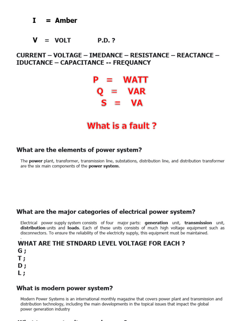 9what Are The Elements of Power System | PDF | Electric Power | Voltage