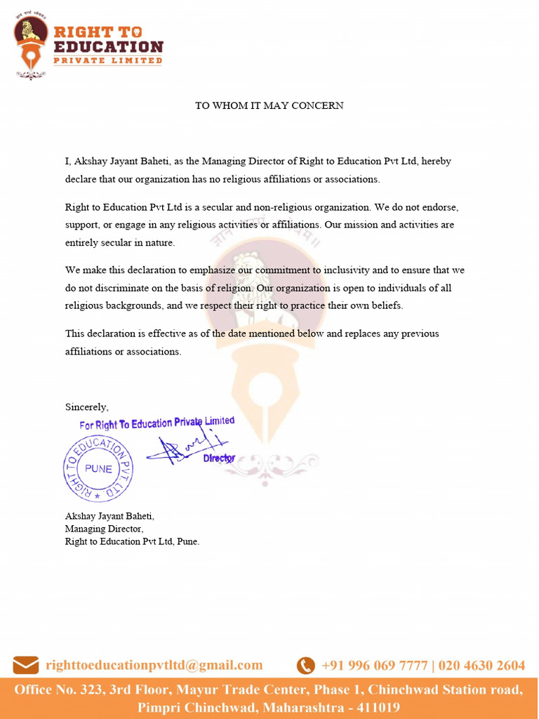 Self Declaration (Religious) | PDF