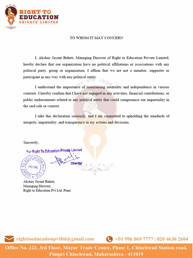 Self Declaration (Political) | PDF