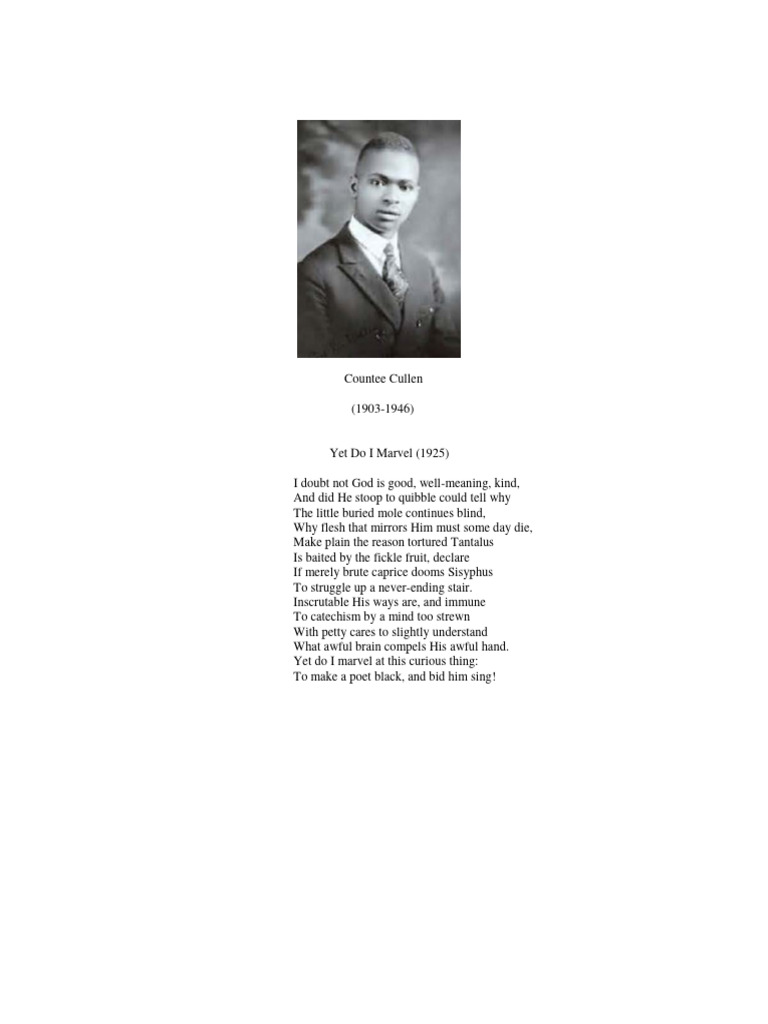Countee Cullen's "Yet Do I Marvel" Analysis | PDF