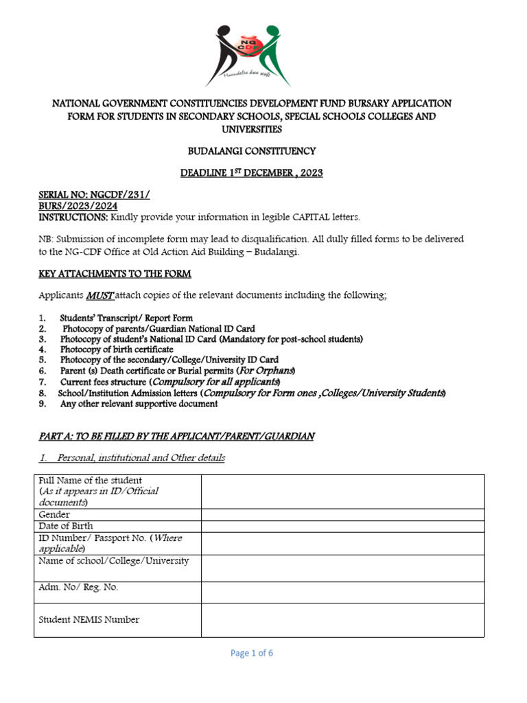 Bursary Form Fy 2023-2024 | PDF | Identity Document