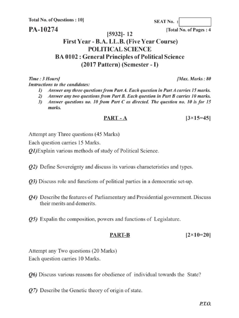 Political Sem - 1 | PDF