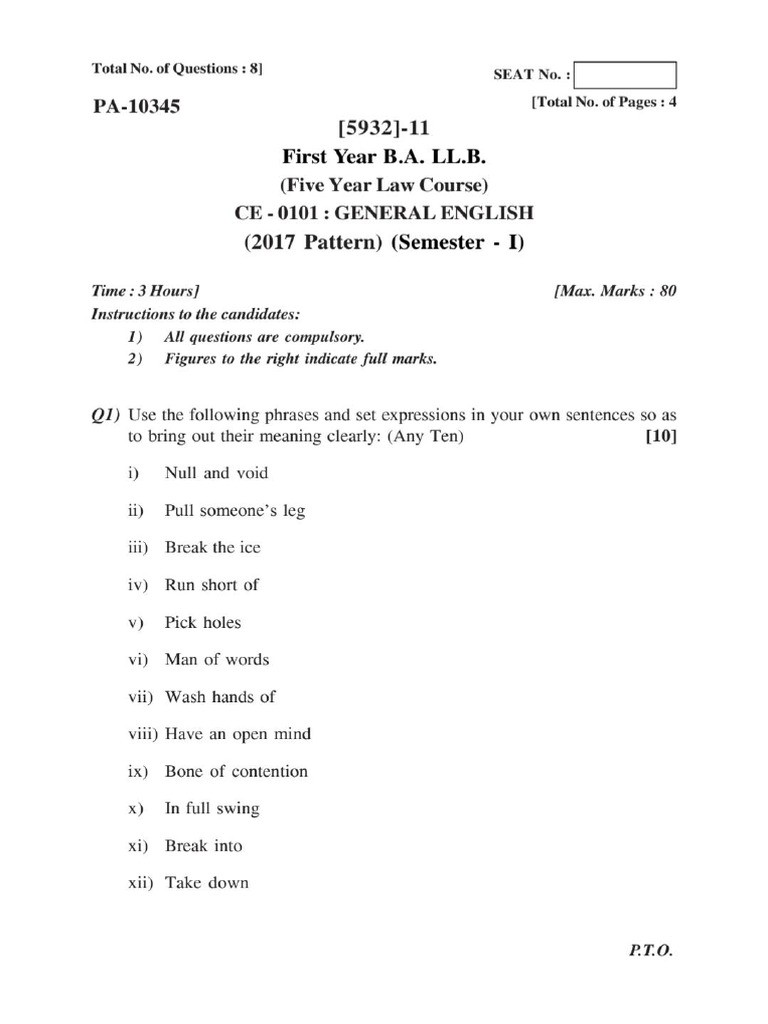 English Sem - 1 | PDF