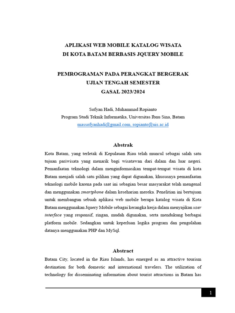 Aplikasi Web Mobile Katalog Wisata Di Kota Batam Berbasis Jquery Mobile ...
